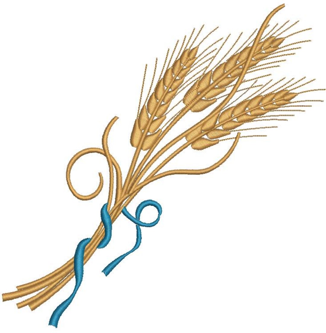 Sheaf of Wheat Tied With a Ribbon Machine Embroidery Design, This is ...
