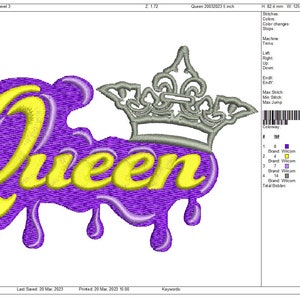 Queen With Crown Machine Embroidery Design, This is Not a Real Product ...