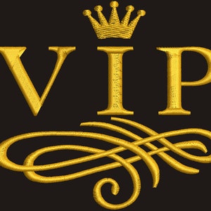 Inscription VIP Crown and Lace Curlicue Machine Embroidery Design, This ...