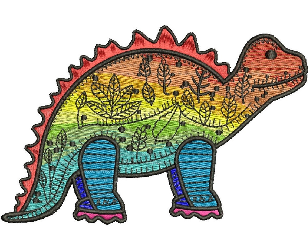 Rainbow Dinosaur Machine Embroidery Design, This is Not a Real Product ...