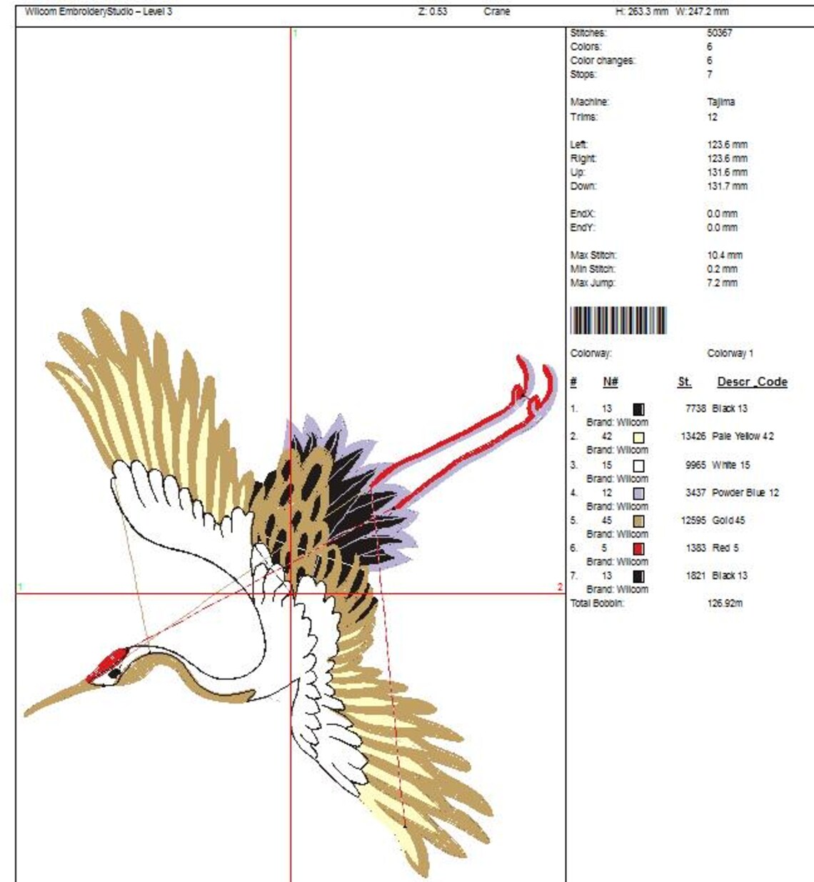 Crane Machine Embroidery Design, This is Not a Real Product, These Are ...