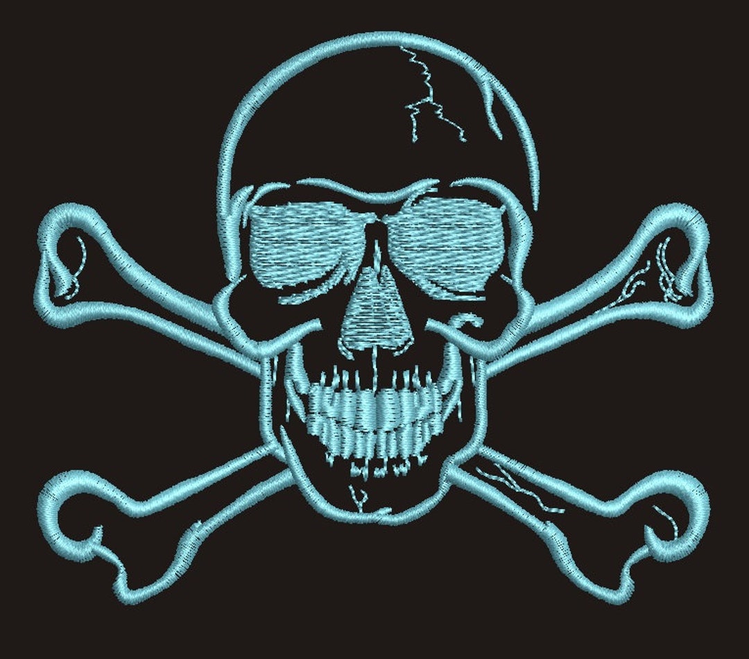Skull and Bones Machine Embroidery Design, This is Not a Real Product ...