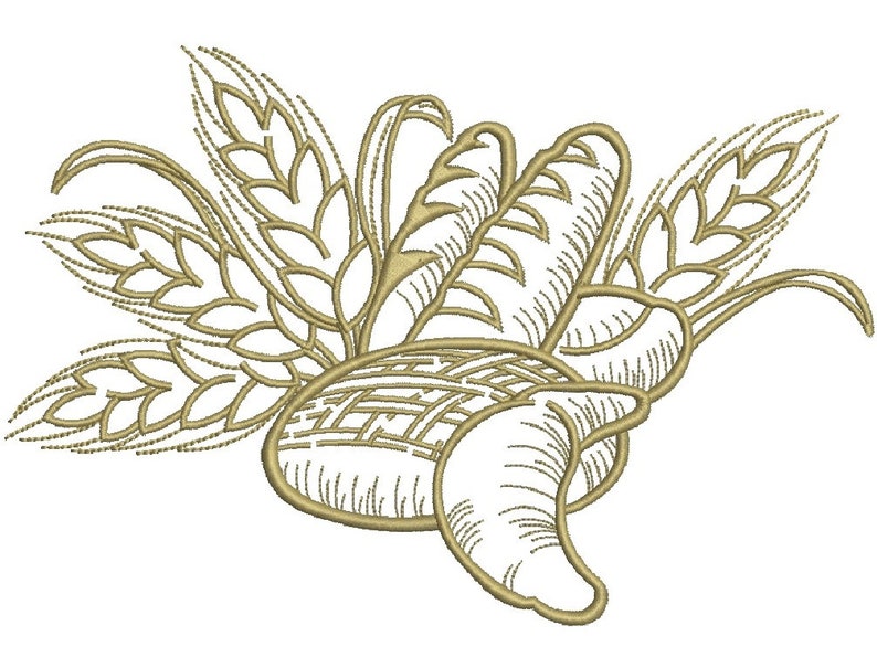 Bread and Wheat Machine Embroidery Design, This is Not a Real Product ...