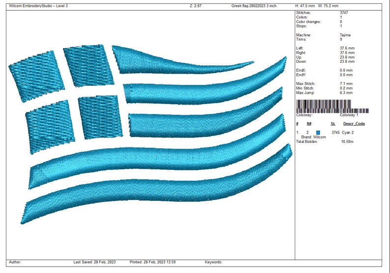Greek Flag Machine Embroidery Design, This is Not a Real Product, These ...