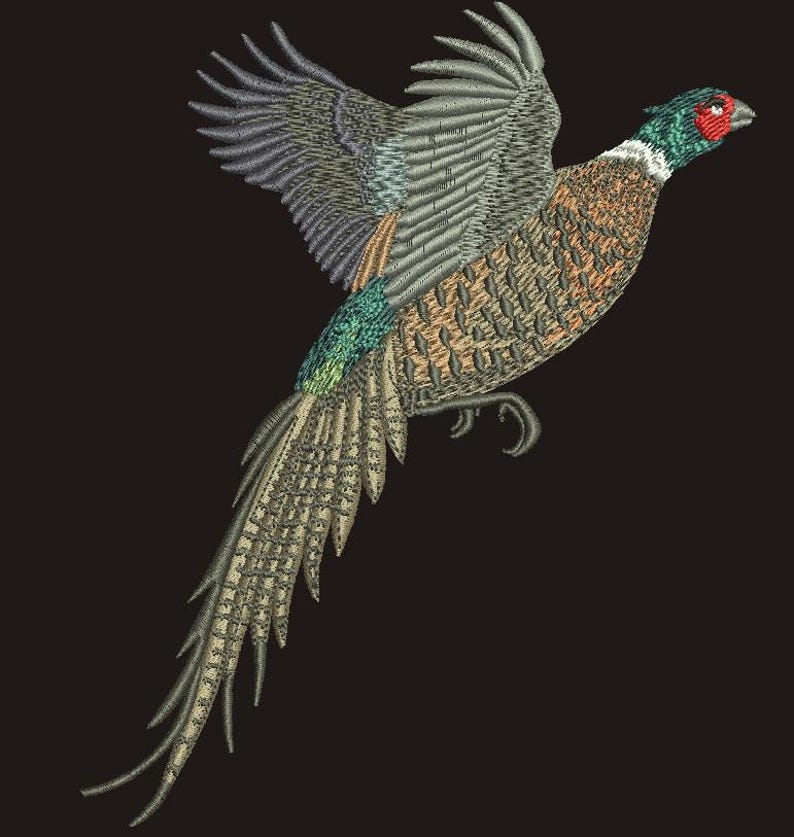 Pheasant Flying Machine Embroidery Design, This is Not a Real Product ...