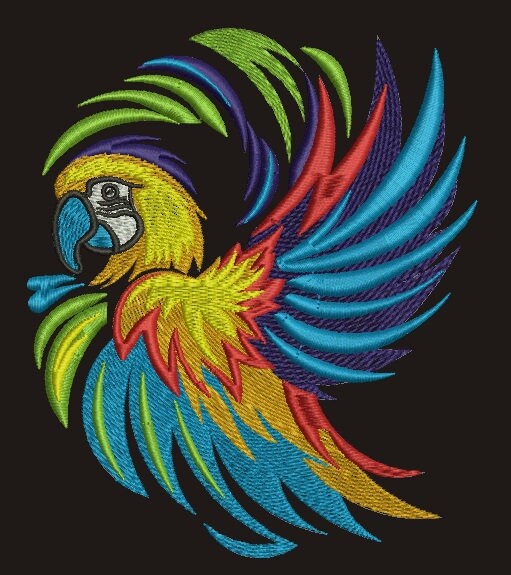 Colorful Parrot Flying Machine Embroidery Design This is Not - Etsy
