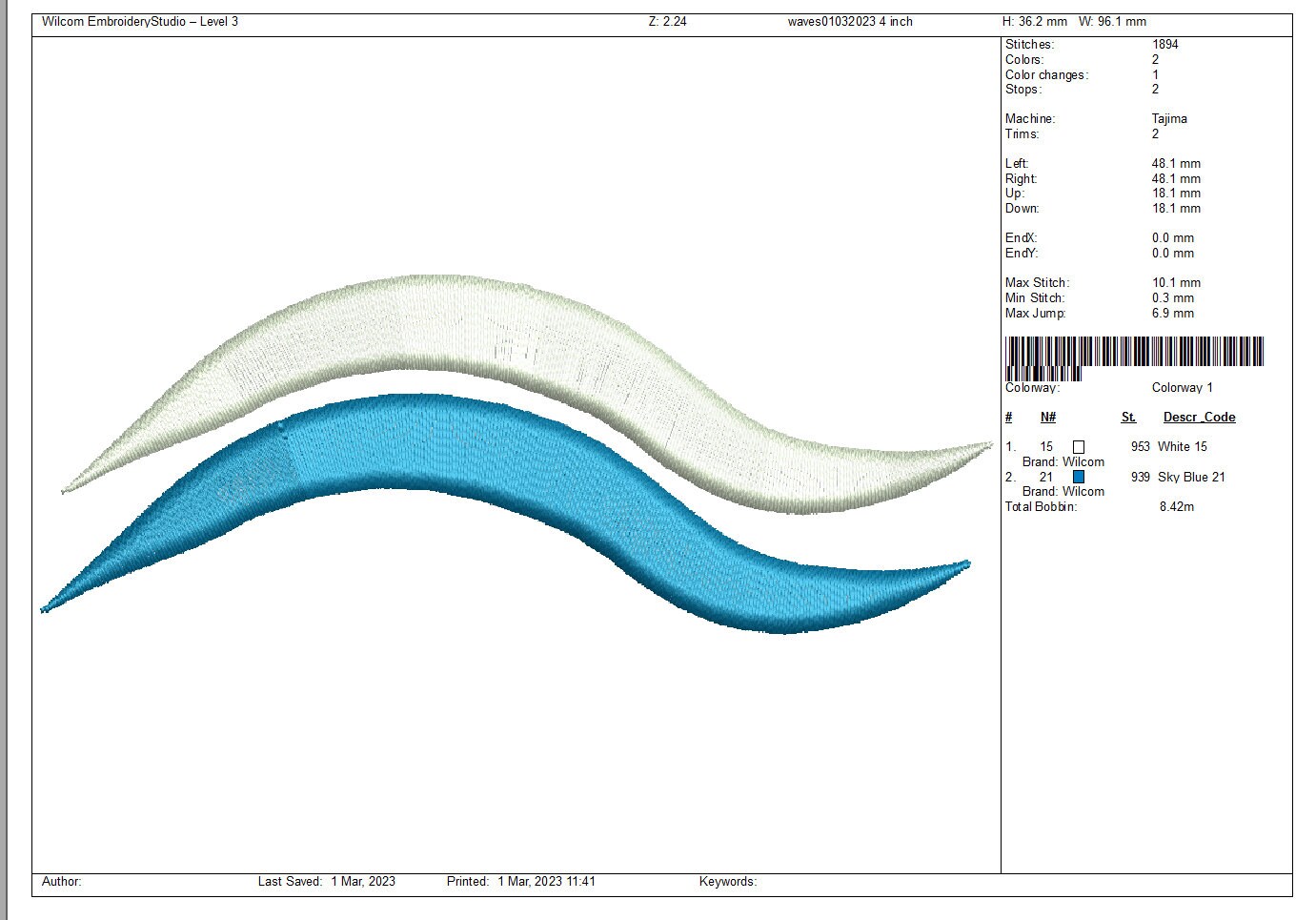 Sea Waves Machine Embroidery Design This is Not a Real - Etsy