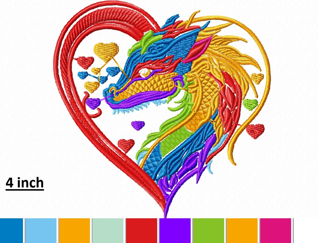 Rainbow Dragon Machine Embroidery Design This is Not a Real - Etsy