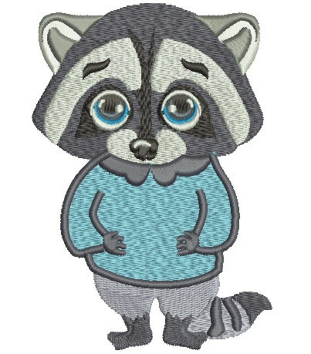 Cute Raccoon Machine Embroidery Design, This is Not a Real Product ...