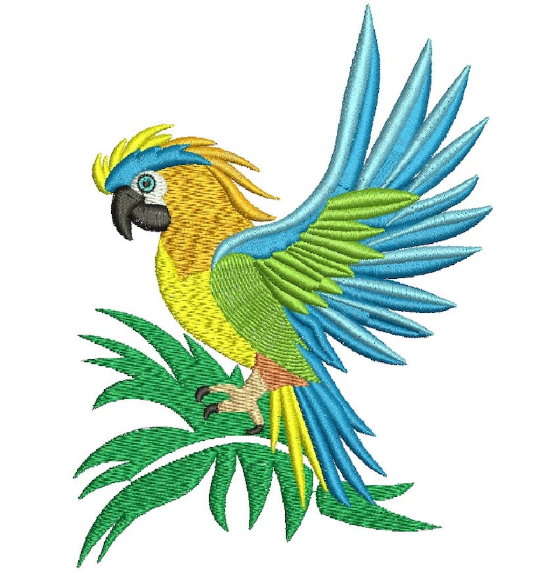 Tropical Parrot Machine Embroidery Design, This is Not a Real Product ...