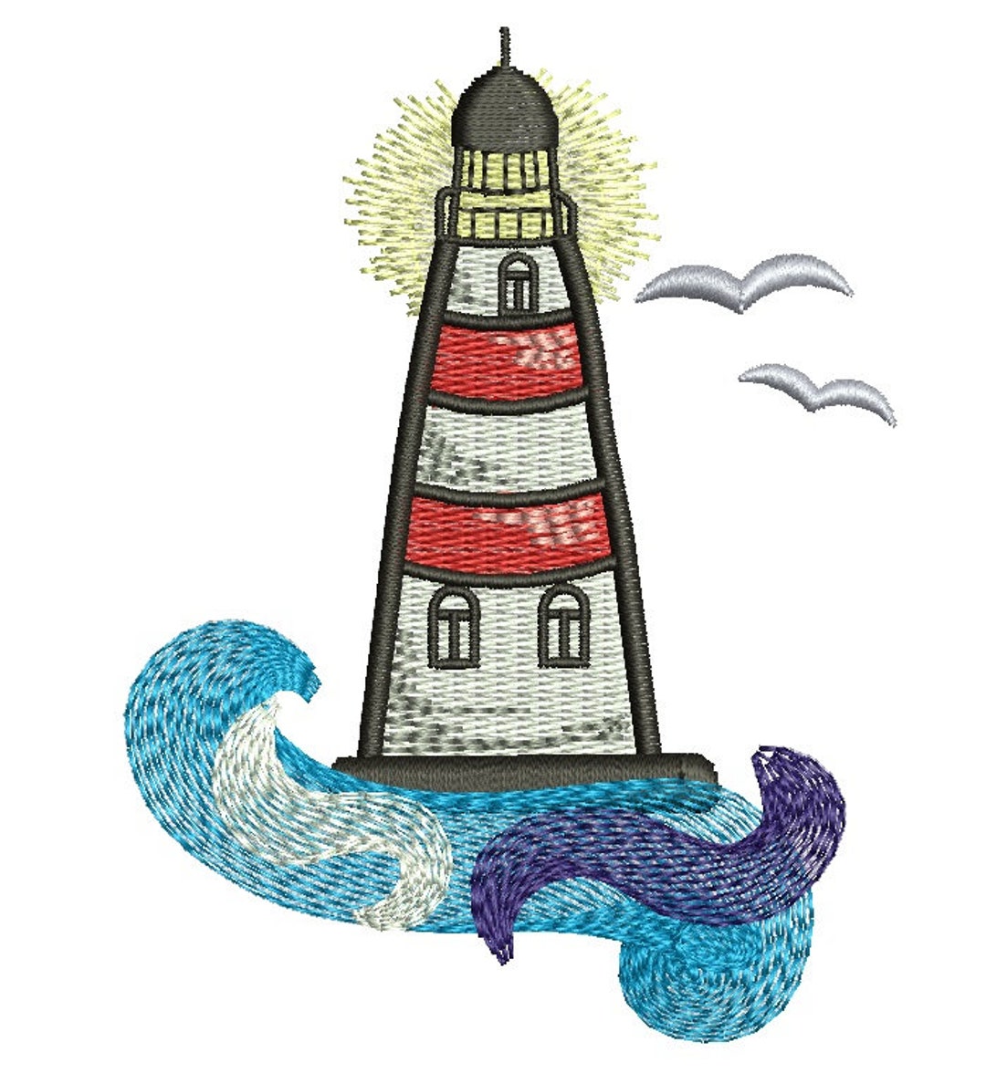 Lighthouse Machine Embroidery Design, This is Not a Real Product, These ...