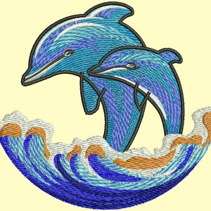 Dolphin and Waves Machine Embroidery Design, This is Not a Real Product ...