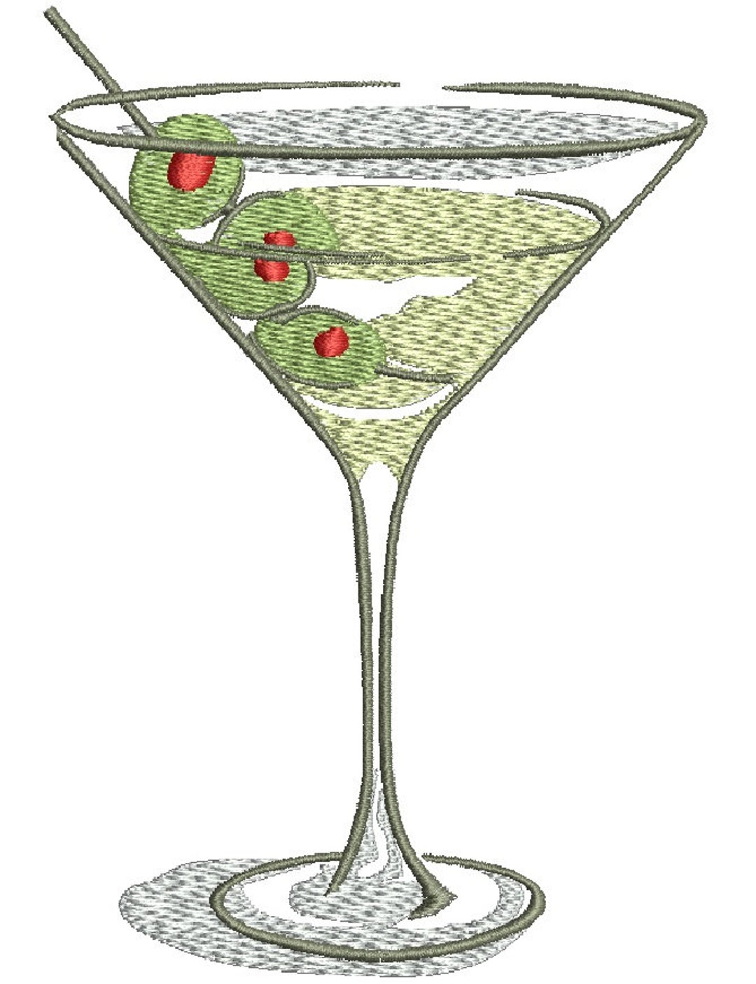 Martini Glass Olive Martini Cocktail Machine Embroidery Design, This is ...