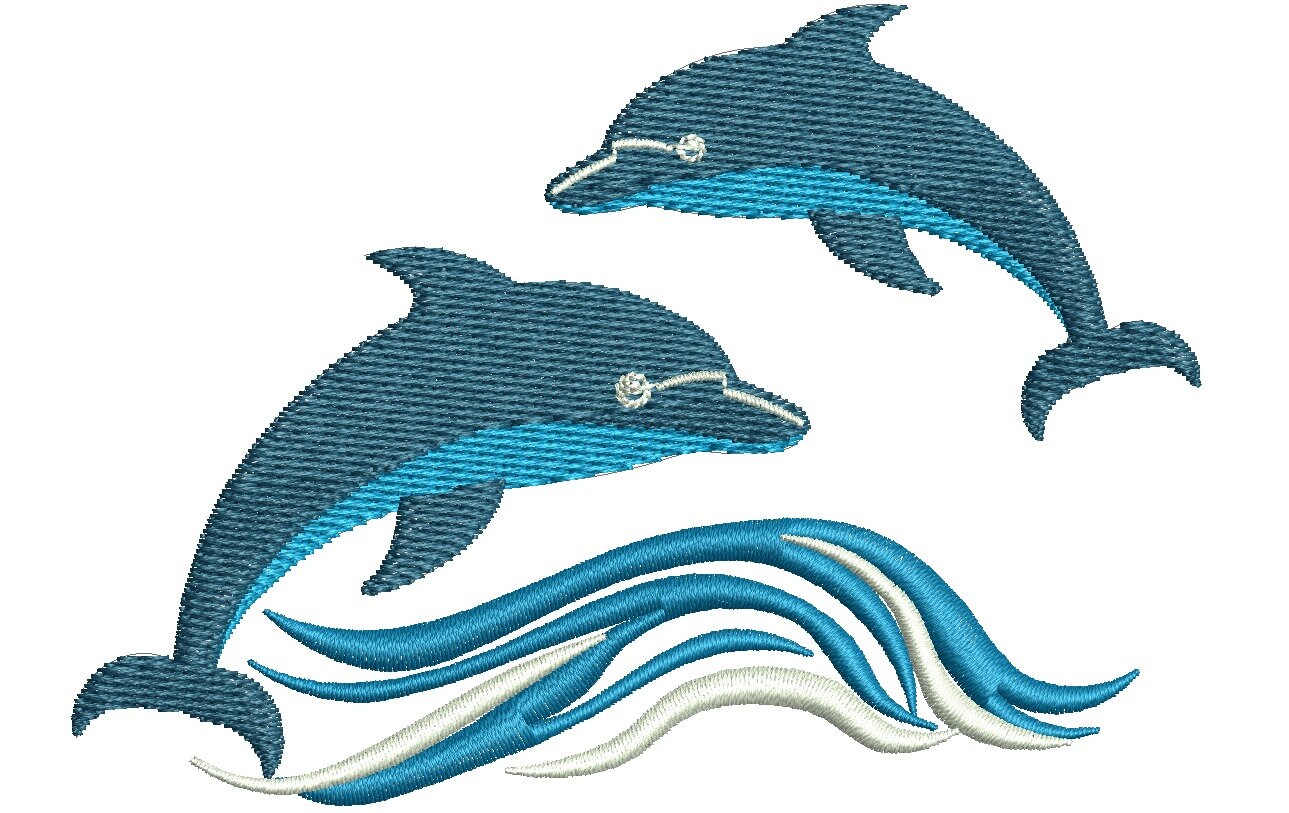Dolphin and Waves Machine Embroidery Design This is Not a - Etsy