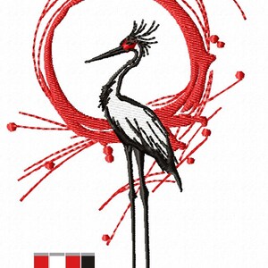 Red - Crowned Crane Machine Embroidery Design, This is Not a Real ...