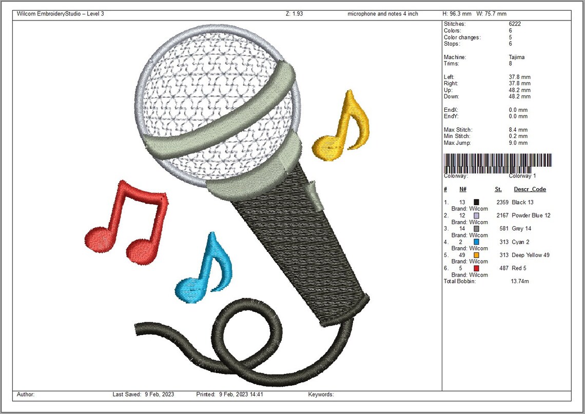 Microphone and Notes Embroidery Design (digital Files) - Etsy