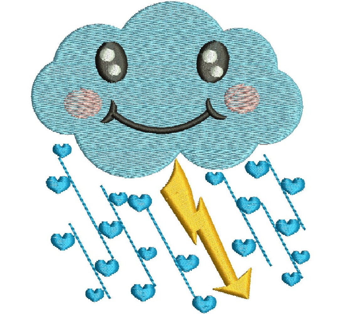 Cloud Lightning and Rain Machine Embroidery Design, This is Not a Real ...