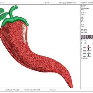Hot Red Pepper Machine Embroidery Design, This is Not a Real Product ...
