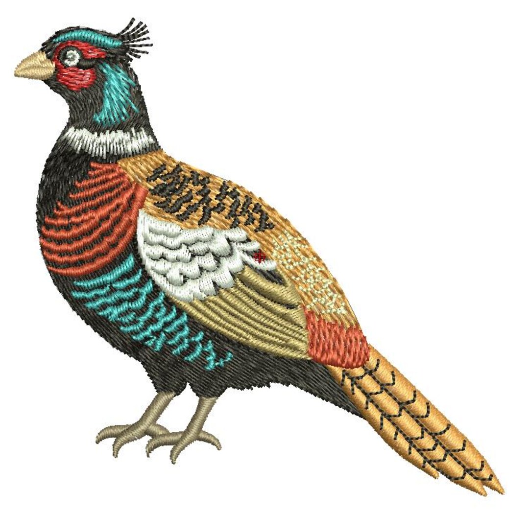 Pheasant Machine Embroidery Design Realistic Colorful Bird 3 Sizes ...