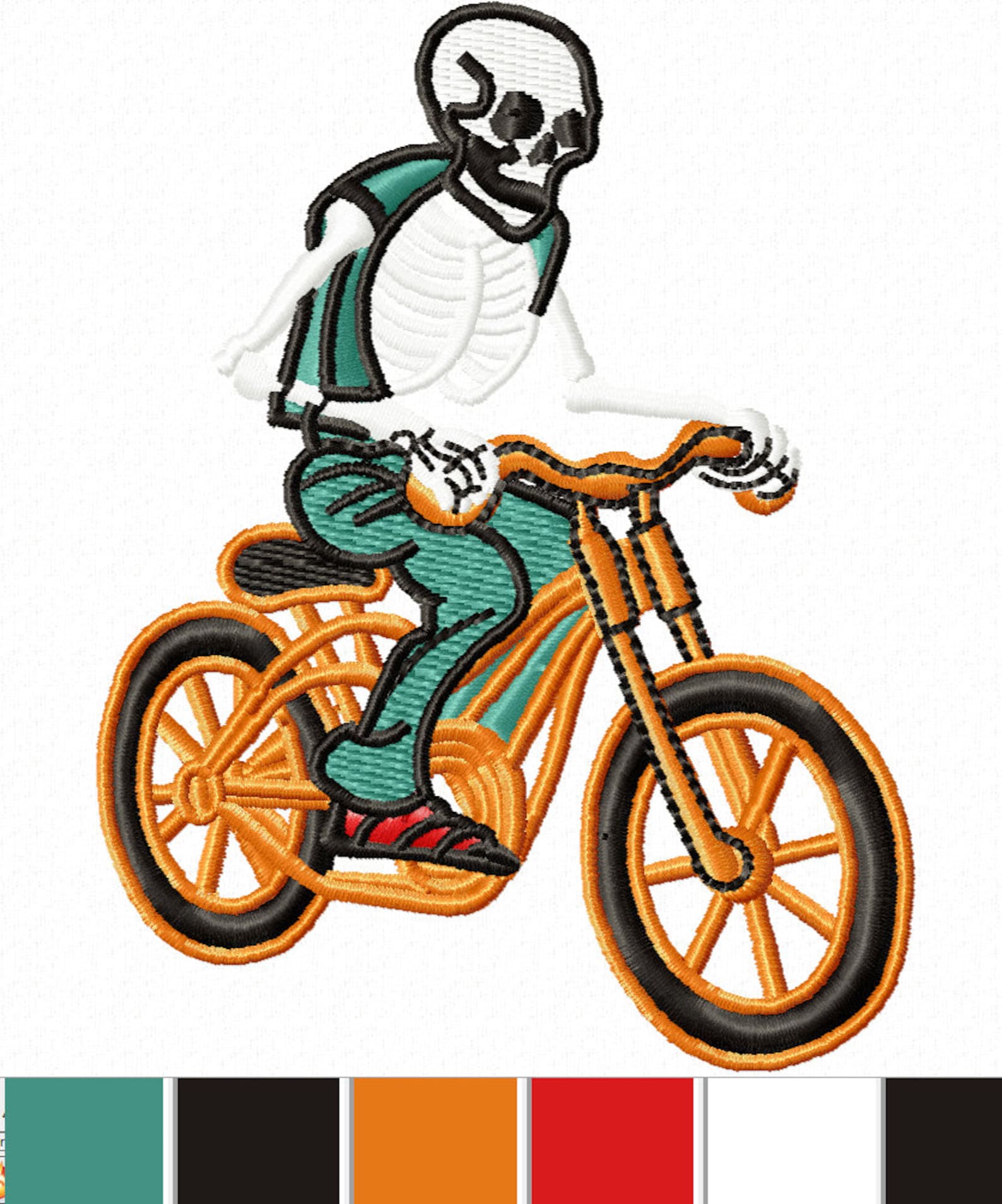 Skeleton Riding Bicycle Embroidery Design (digital File) - Etsy