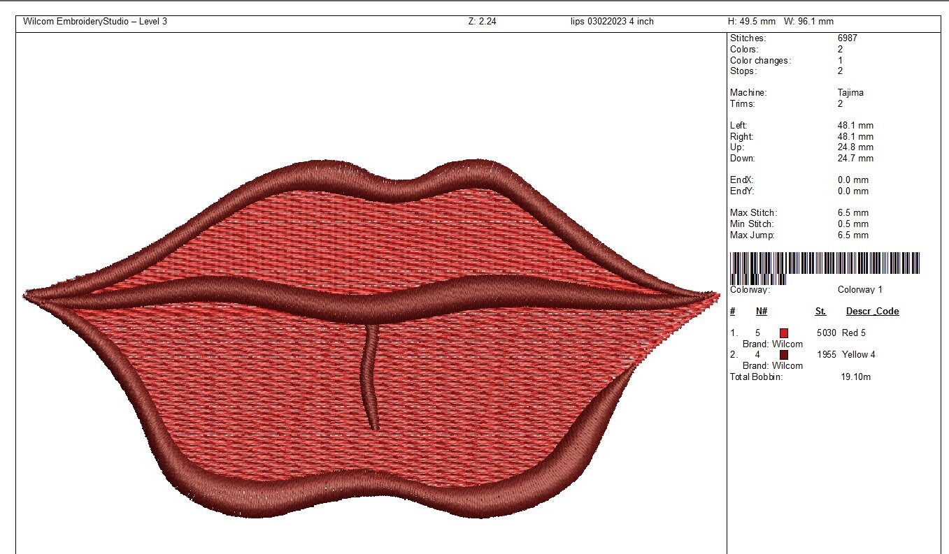 Lips Machine Embroidery Design This is Not a Real Product - Etsy