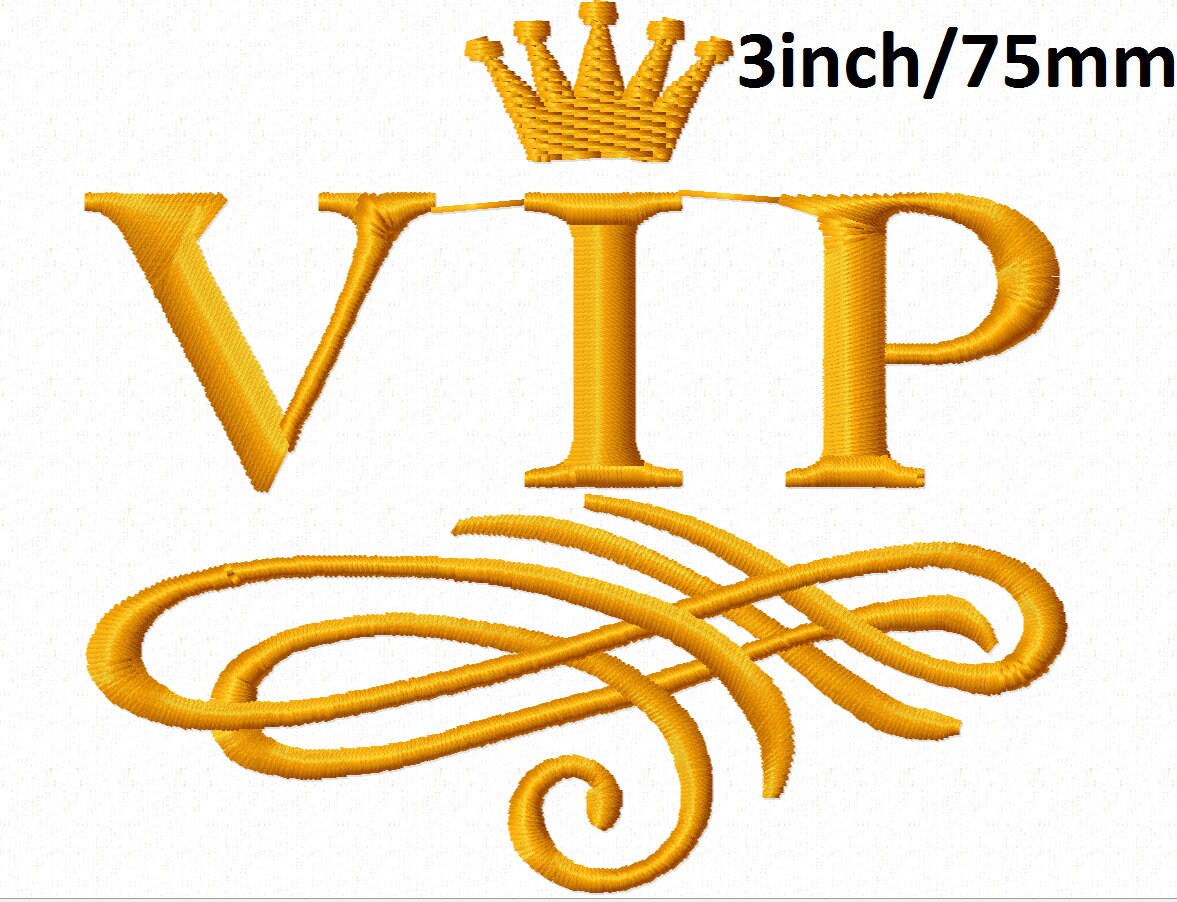 Inscription VIP Crown and Lace Curlicue Machine Embroidery - Etsy