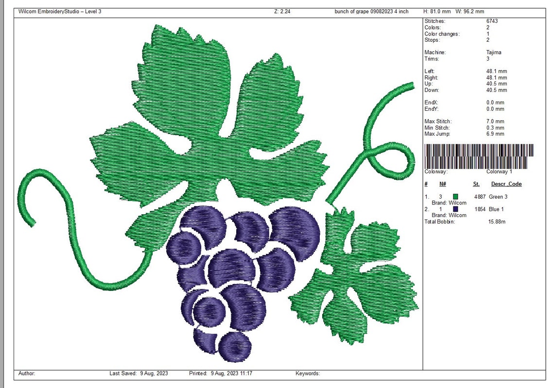 Bunch of Grapes Machine Embroidery Design - This is Not a Real Product ...
