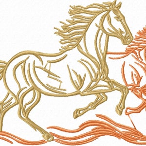Galloping Horses Pair of Running Mustangs Horses Machine Embroidery ...