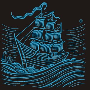 Ship Sailboat Machine Embroidery Design, This is Not a Real Product ...