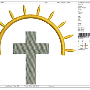 Cross and Sun Machine Embroidery Design, This is Not a Real Product ...