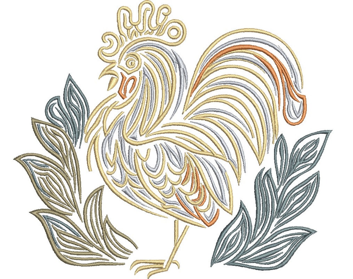 Rooster Boho Rustic Style Machine Embroidery Design This is - Etsy