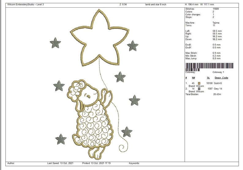 Lamb and Stars Machine Embroidery Design, This is Not a Real Product ...