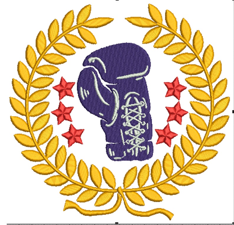 Boxing Glove Laurel Wreath and Stars Machine Embroidery - Etsy