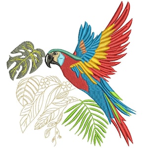 Tropical Parrot Machine Embroidery Design, This is Not a Real Product ...