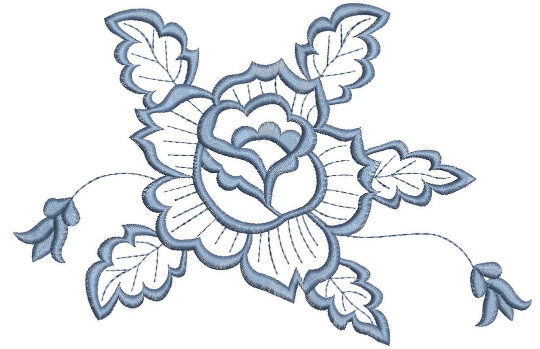 Flower and Leaves Machine Embroidery Design - Etsy