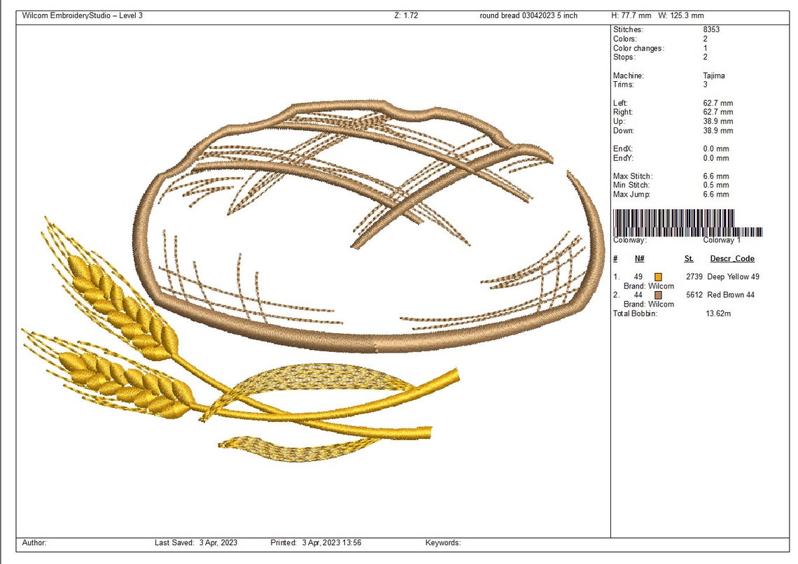 Bread and Wheat Machine Embroidery Design (digital Files) - Etsy