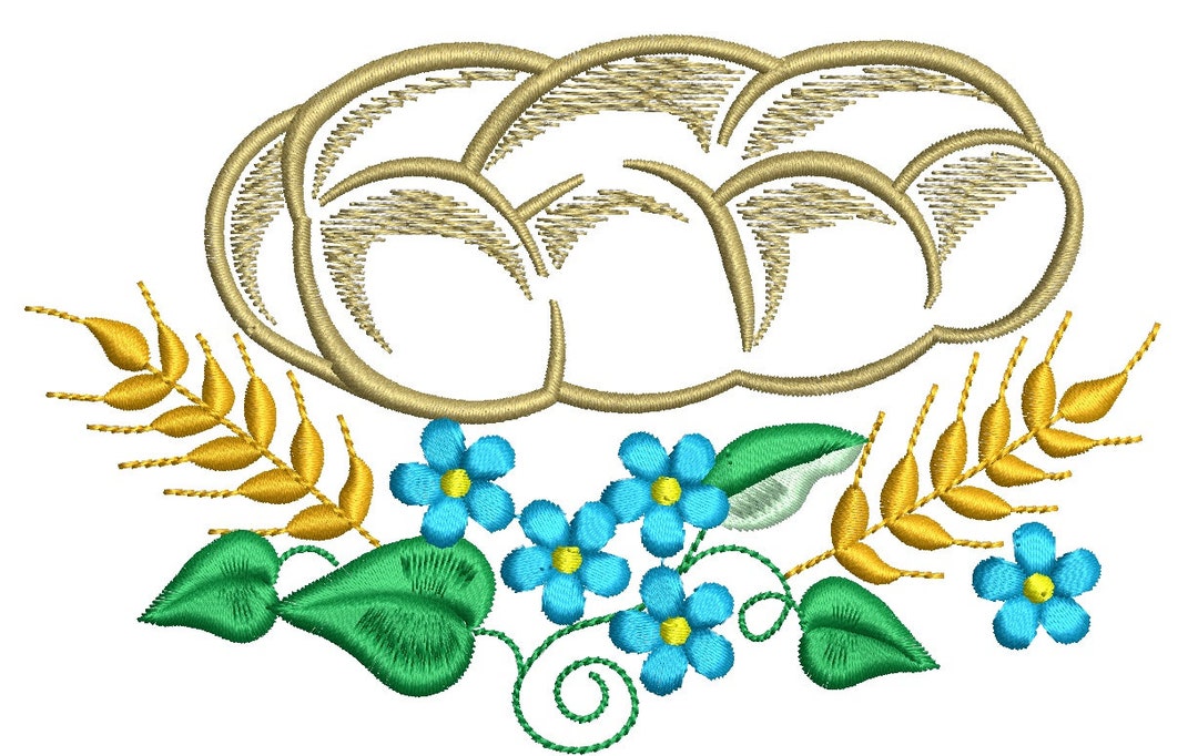 Loaf of Bread and Wildflowers Bakery Machine Embroidery Design, This is ...