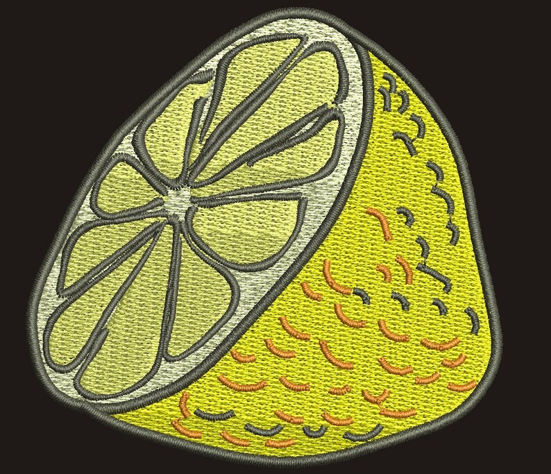 Sliced Lemon Machine Embroidery Design, This is Not a Real Product ...