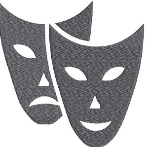 Tragedy and Comedy Mask Theatrical Masks Stage Masks Machine Embroidery ...