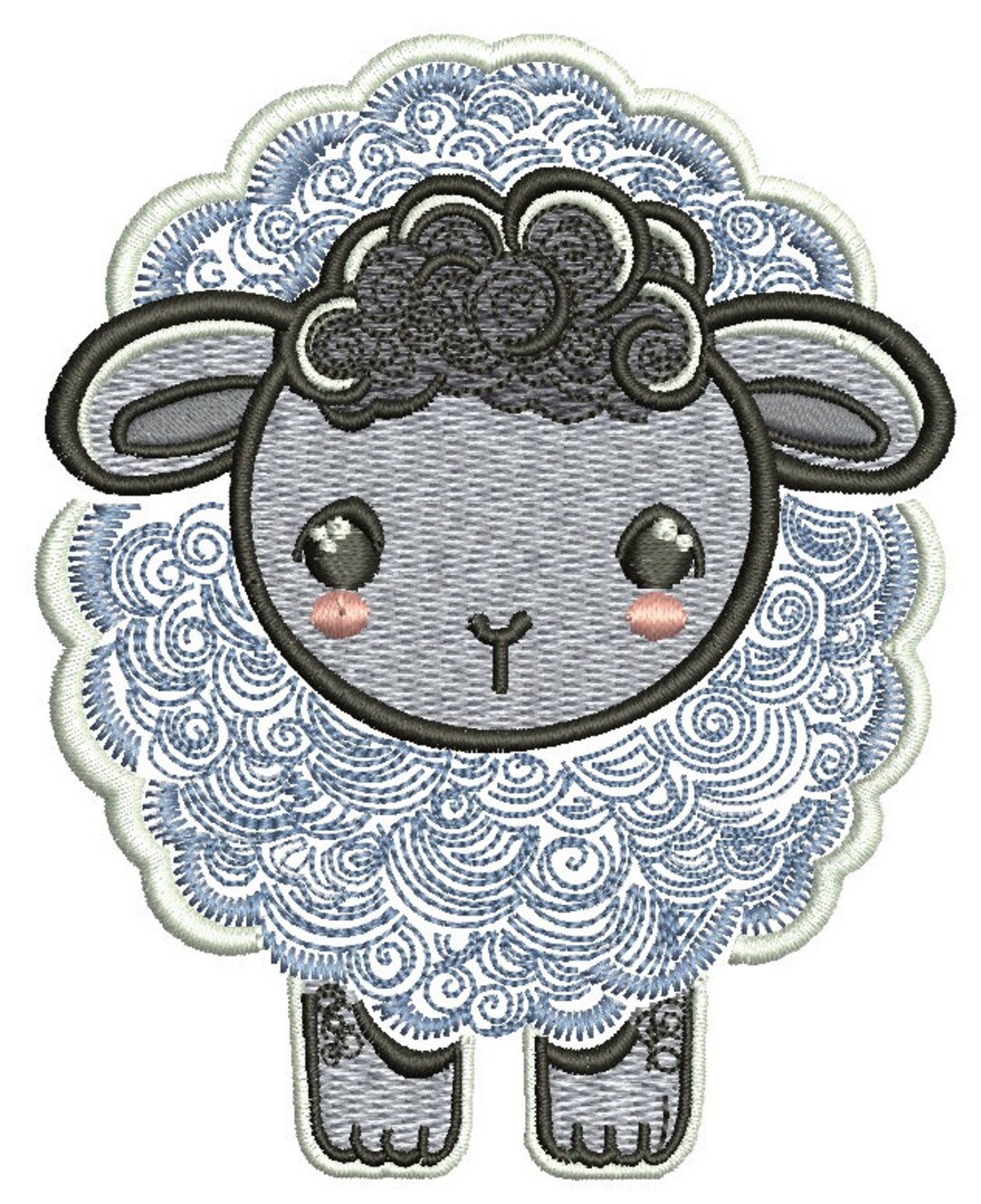 A Lamb With Flowers Machine Embroidery Design, This is Not a Real ...
