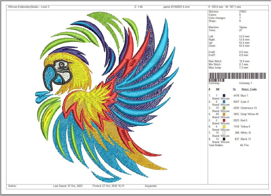 Colorful Parrot Flying Machine Embroidery Design This is Not - Etsy