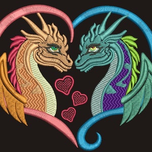 Pair of Dragons Machine Embroidery Design, This is Not a Real Product ...