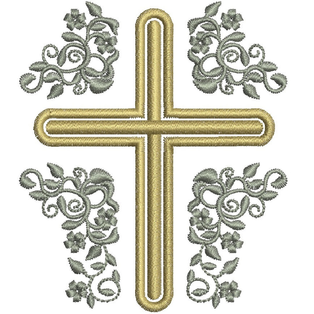 Cross and Pattern Machine Embroidery Design, This is Not a Real Product ...