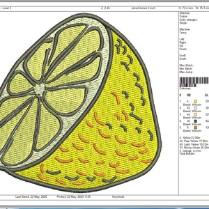 Sliced Lemon Machine Embroidery Design, This is Not a Real Product ...