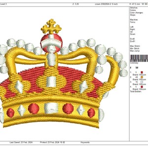 Mini Small Crown Machine Embroidery Design, This is Not a Real Product ...