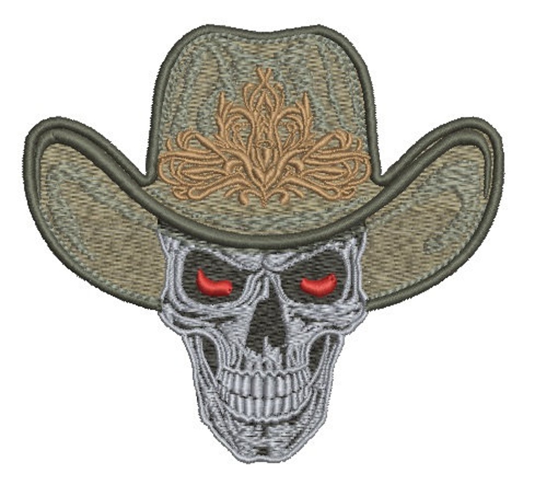 Cowboy Skull Machine Embroidery Design, This is Not a Real Product ...