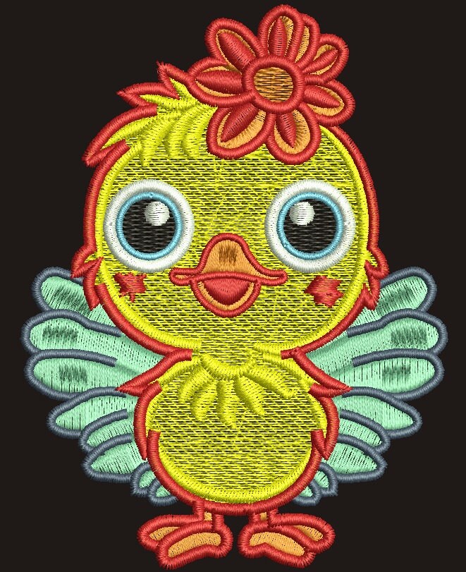 Yellow Chicken Machine Embroidery Design, This is Not a Real Product ...