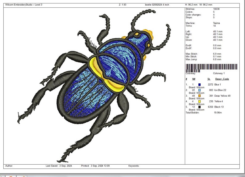 Beetle Bug Machine Embroidery Design, This is Not a Real Product, These ...