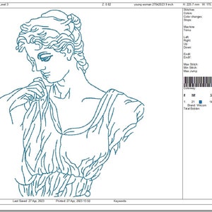 Young Woman Machine Embroidery Design, Ancient Greek Style, This is Not ...