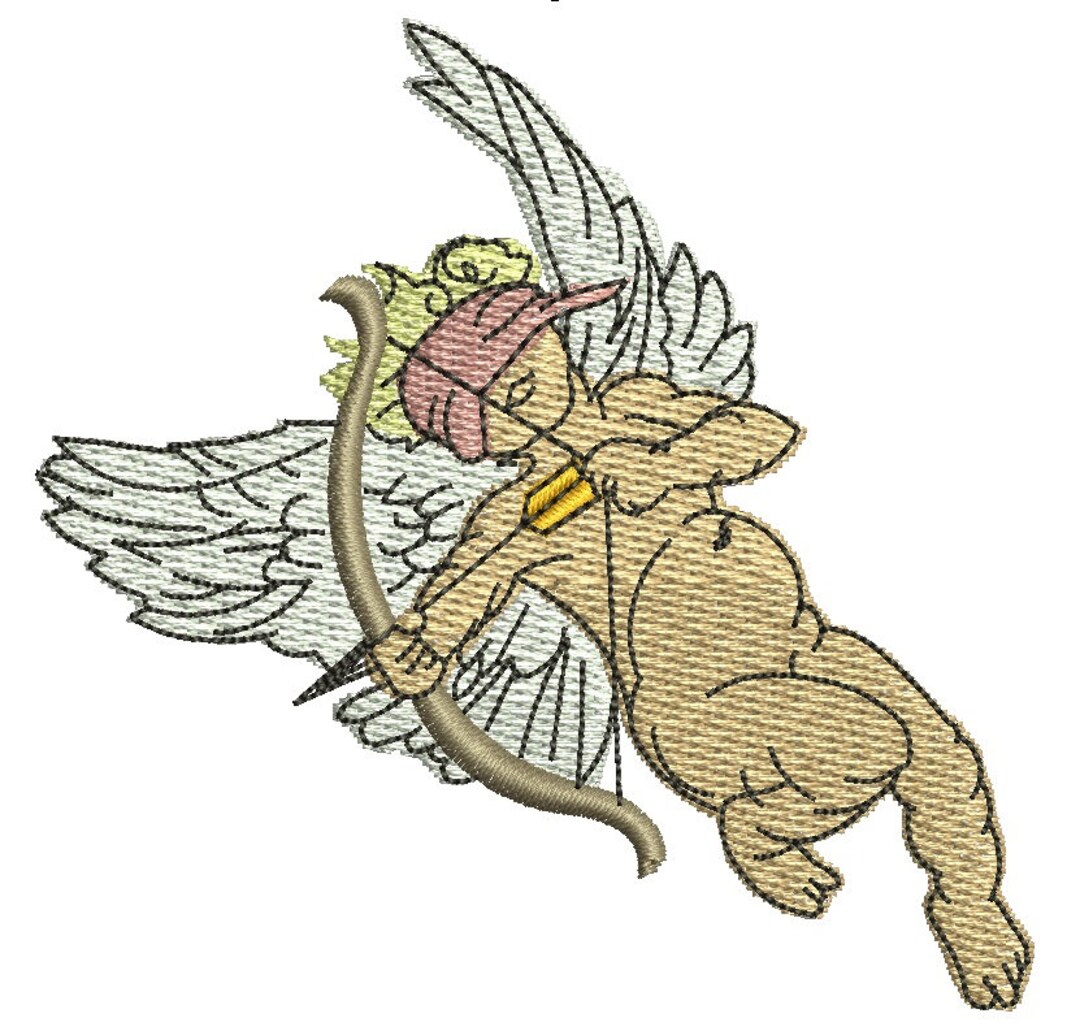 Cupid With Bow and Arrow Angel With Wings Machine Embroidery Design ...